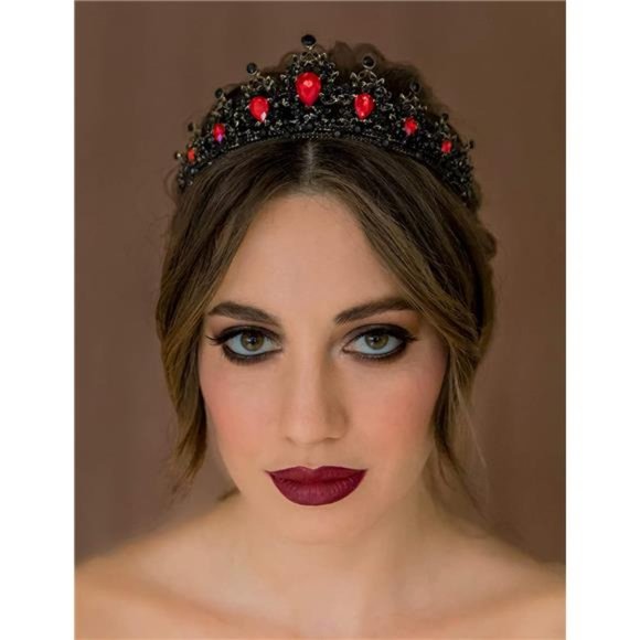 Jewelry | Elegant Jeweled Tiaras Crowns Red Crystal Queen Black Wedding ...